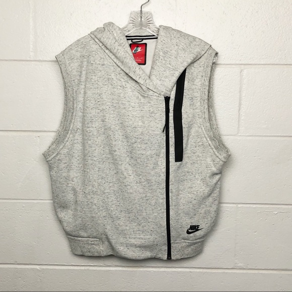 Nike | Jackets & Coats | Nike Tech Fleece Asymmetrical Zip Hooded Vest ...